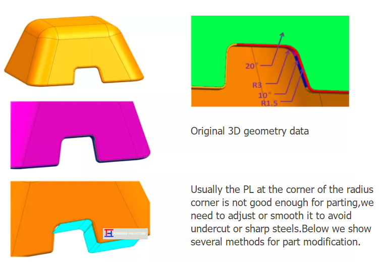 Smooth the PL at the radius corner - XH Diecasting Mold
